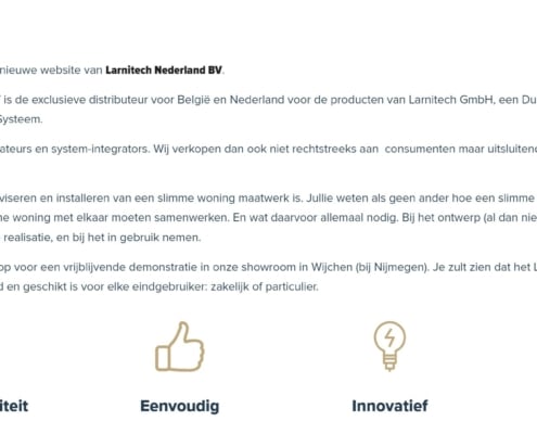 Een nieuwe, Nederlandstalige website! - Larnitech